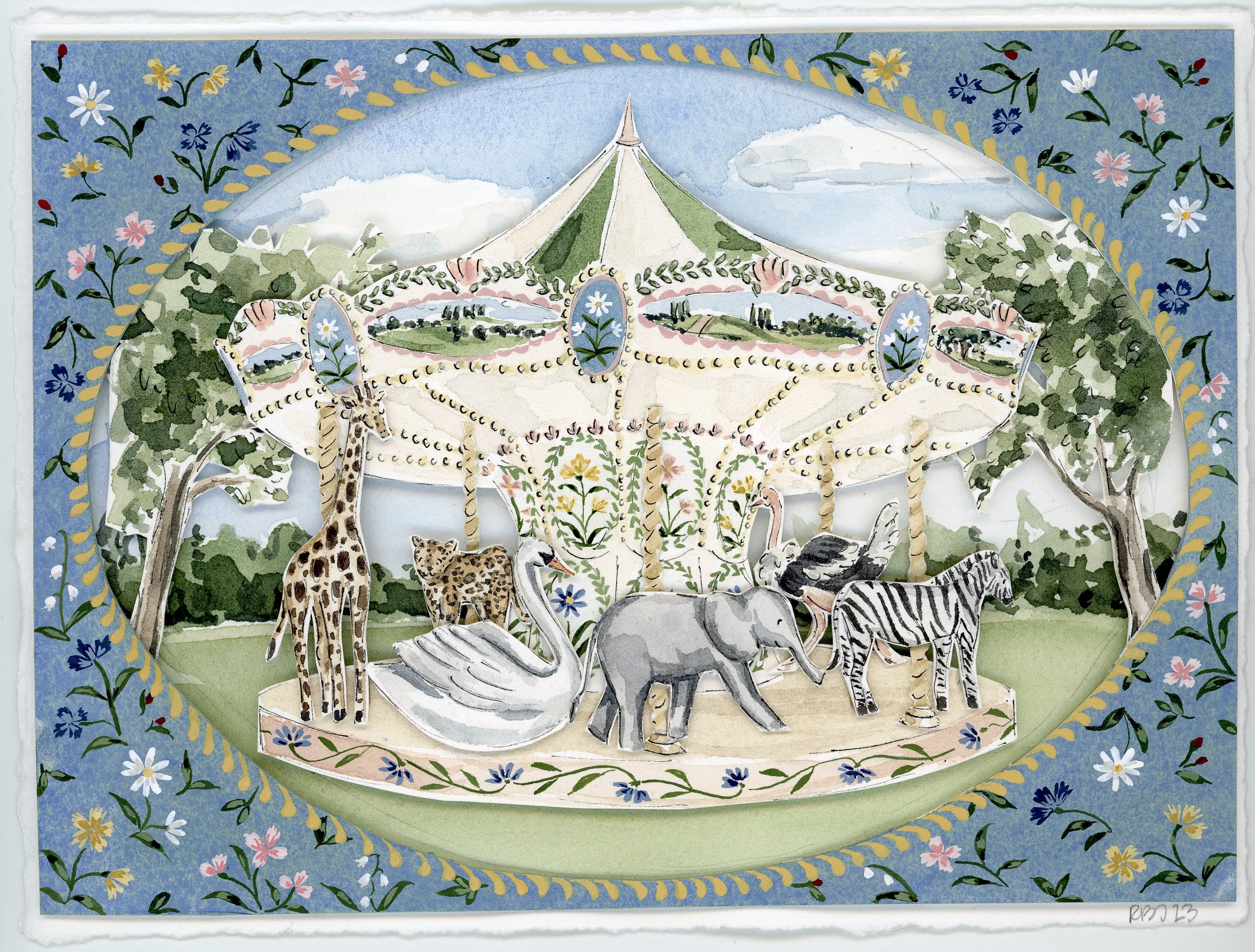 Original Papercut Carousel, 6x8" – Riley Sheehey